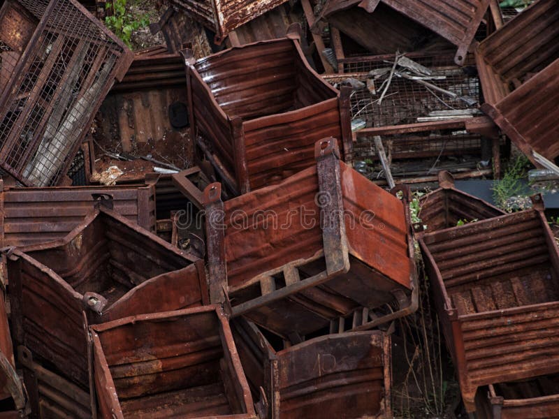 Heap of Discarded Rusty Metal Storage Boxes Stock Photo - Image of ...