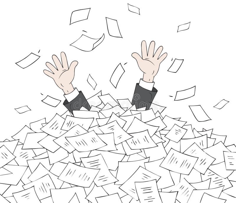 Drowning in Paperwork stock illustration. Illustration of cartoon ...