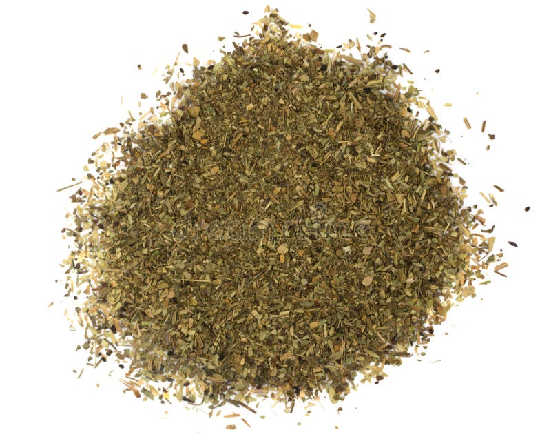 Heap of Dried Basil Flakes Isolated Stock Photo - Image of condiment ...