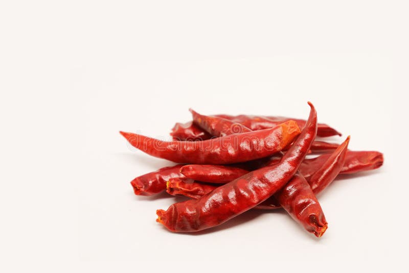 Dried Red Chili Peppers Isolate on White Background Stock Photo - Image ...