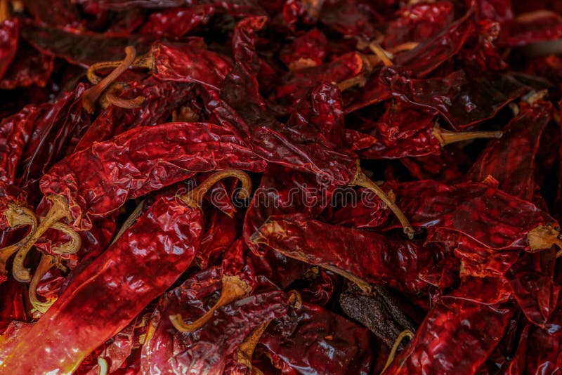 Heap of Dry Chilli Peppers, Above View Stock Image - Image of natural ...