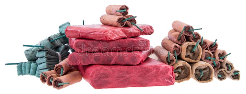 Heap of Firework Crackers Isolated on White Background Stock Image ...