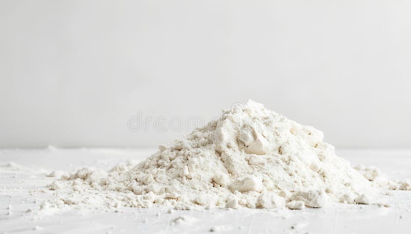 Heap of Flour on White Background Stock Image - Image of baking, grade ...