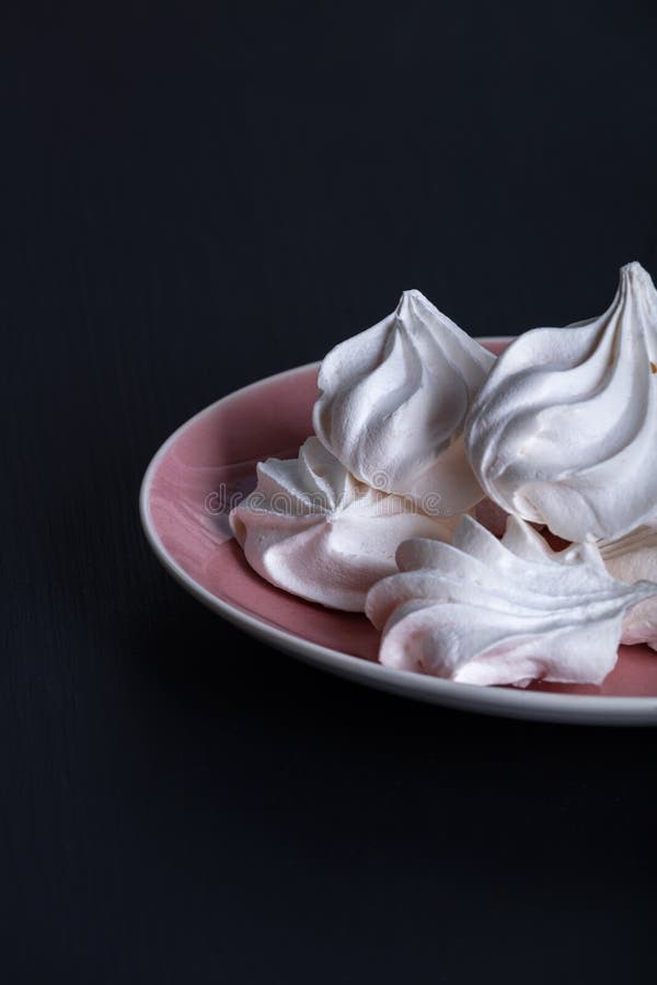 Heap of Fluffy Meringue on the Plate Stock Photo - Image of homemade ...
