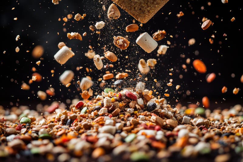 A Heap of Food Flying through the Air Stock Image - Image of ...