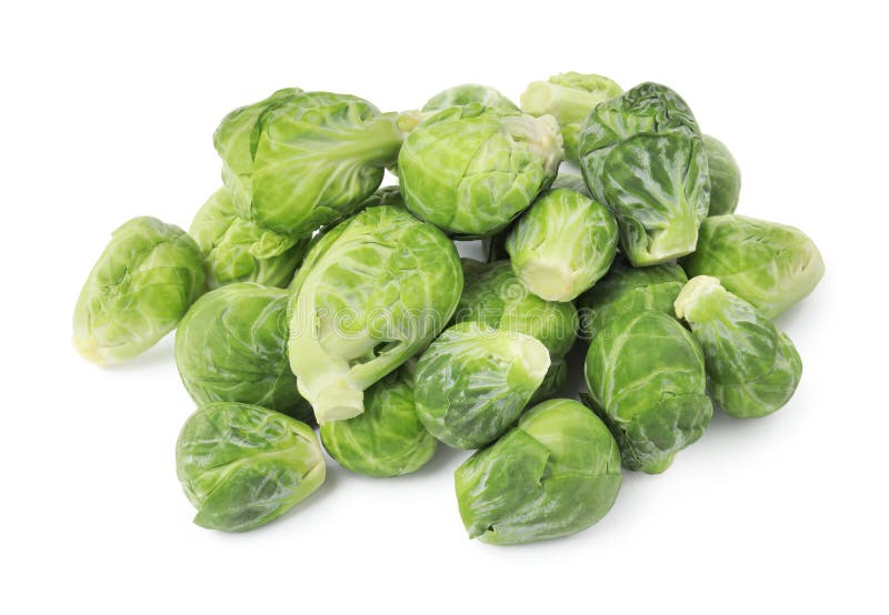 Heap of Fresh Green Brussels Sprouts on White Background Stock Image ...