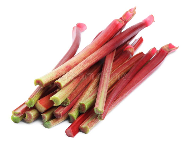 Heap of Fresh Rhubarb Stalks Isolated on White Stock Image - Image of ...