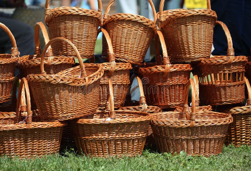 Heap of Handmade Wicker Work Basket Stock Photo - Image of carry ...