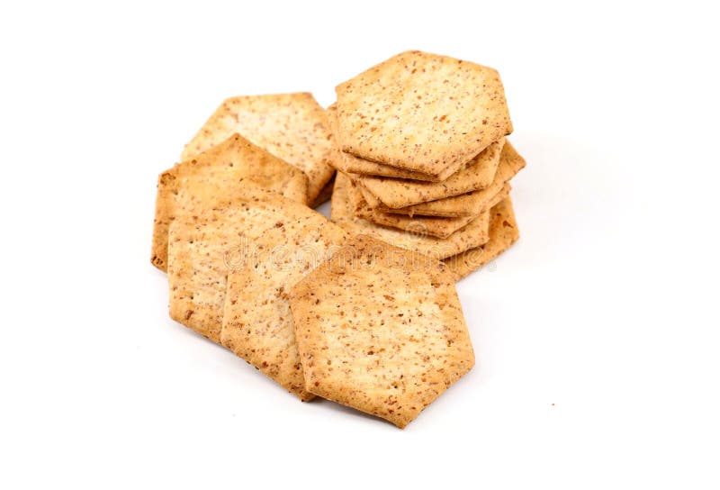 Hexagon Shape Organic Wholemeal Crackers on White Background. Stock ...