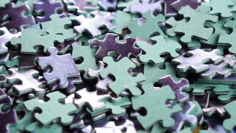 Heap of Jigsaw Puzzle Pieces. Falling Disconnected Mixed Game Elements ...