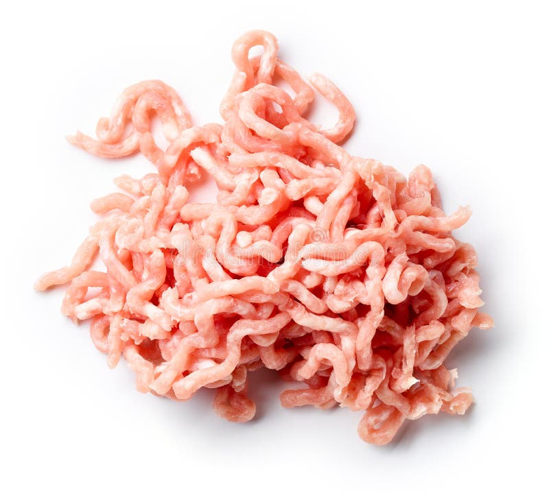 Heap of Minced Meat Isolated on White, from Above Stock Photo - Image ...