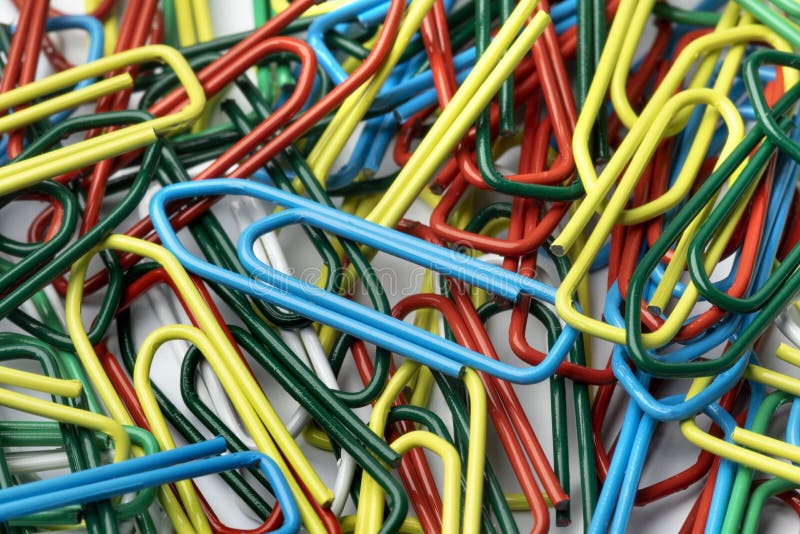 Heap of Multi Colored Paperclips Close Up Stock Photo - Image of full ...