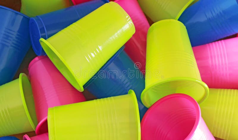 Heap of Multi Colored Plastic Cups Stock Image - Image of frame ...