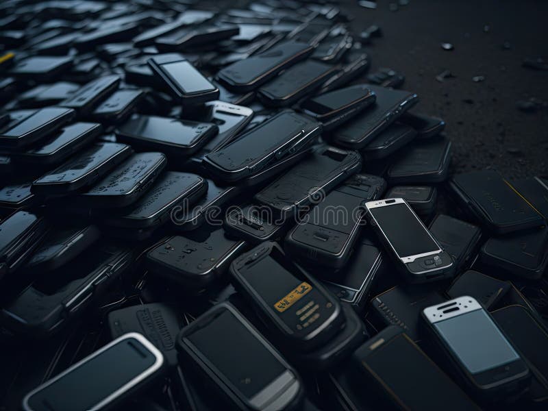 The Heap of Old Waste Mobile Phones. Ai Generative Stock Illustration ...