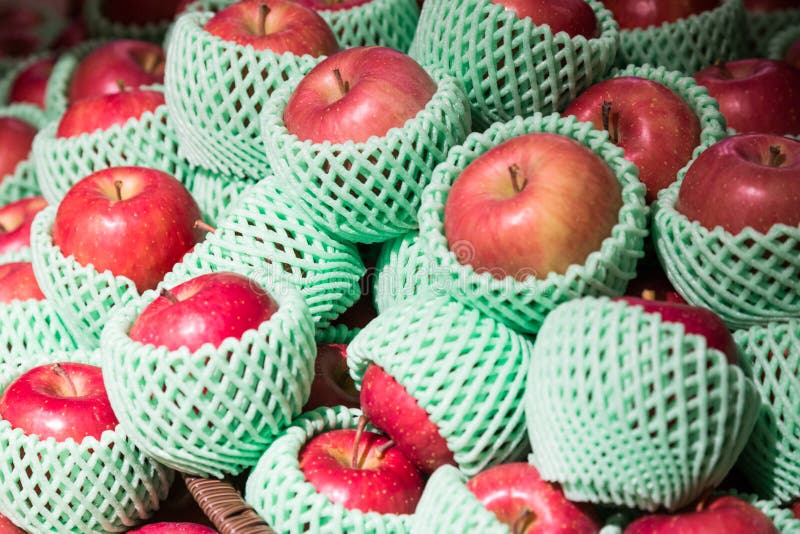 Heap of Organic Juicy Apple with Protective Foam Mesh Stock Photo ...