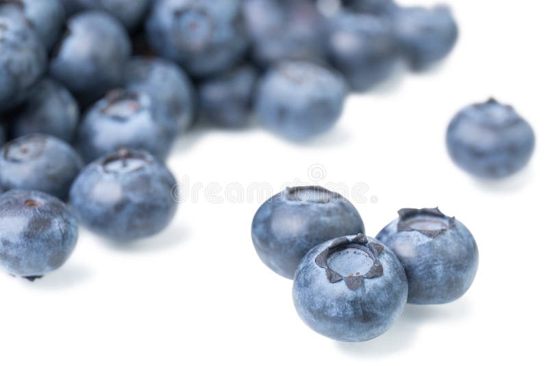 Heap of Picked Blueberries, Fresh Scattered Berries, Isolated on White ...