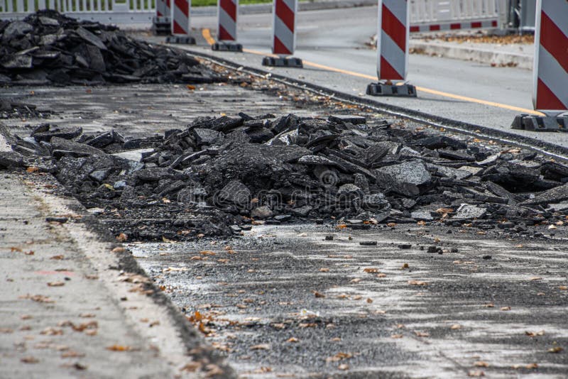 Heap of Pieces of Pavement after a Road Milling Stock Image - Image of ...