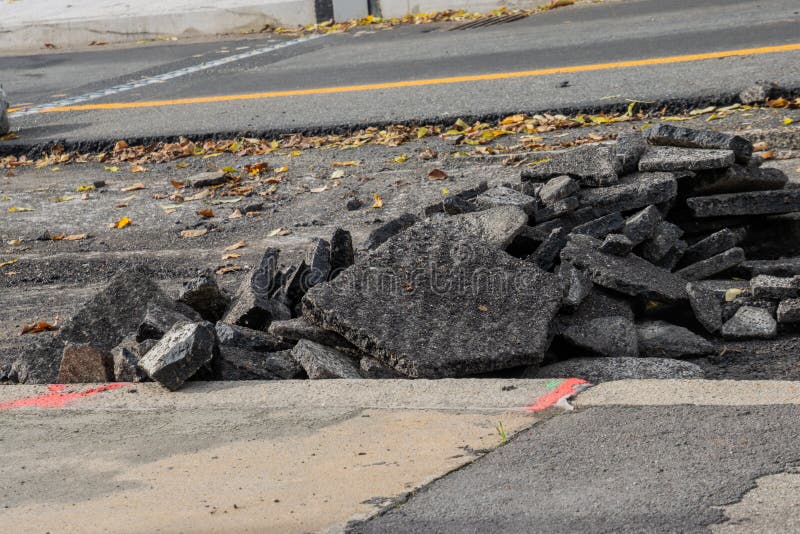 Heap of Pieces of Pavement after a Road Milling Stock Image - Image of ...