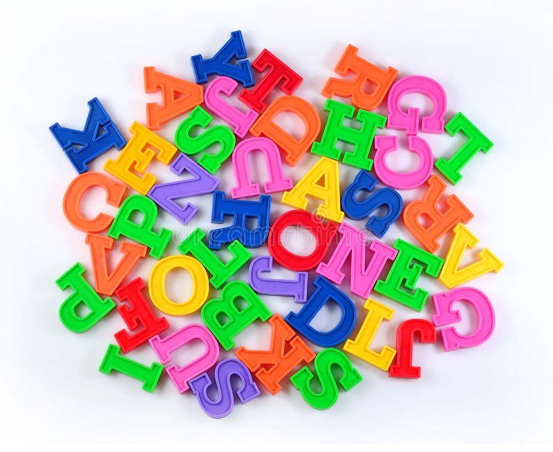 Heap of Plastic Colorful Alphabet Letters on a White Stock Image ...