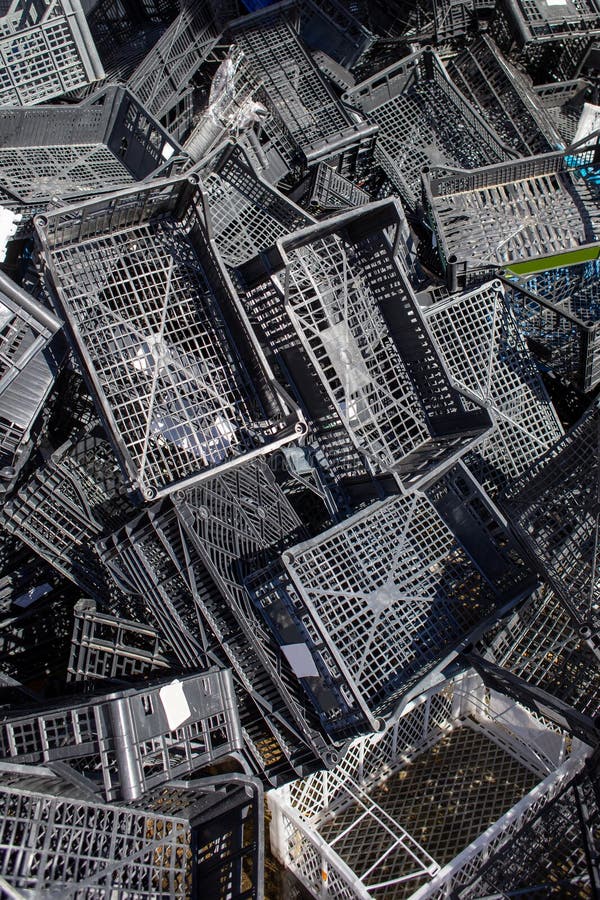 Heap of Plastic Crates Prepared for Recycling Stock Photo - Image of ...