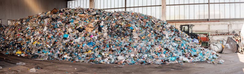 Heap of Plastic Garbage at Waste Sorting Plant Stock Image - Image of ...