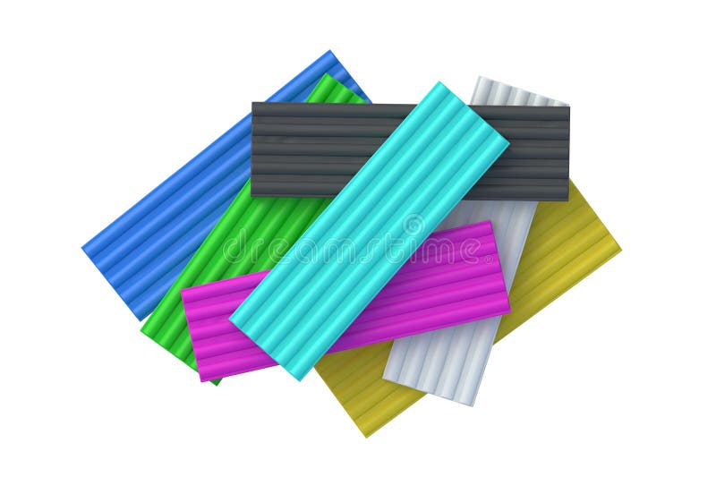 Stack of Plasticine Bricks on Gray Background. Modeling Clay Stock ...