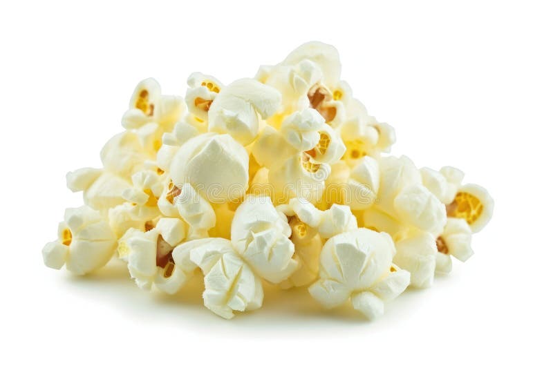 Pile of Popcorn on White Background Stock Image - Image of food ...
