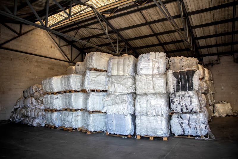 Heap of Pressed Textile Waste in Store-house Stock Photo - Image of ...