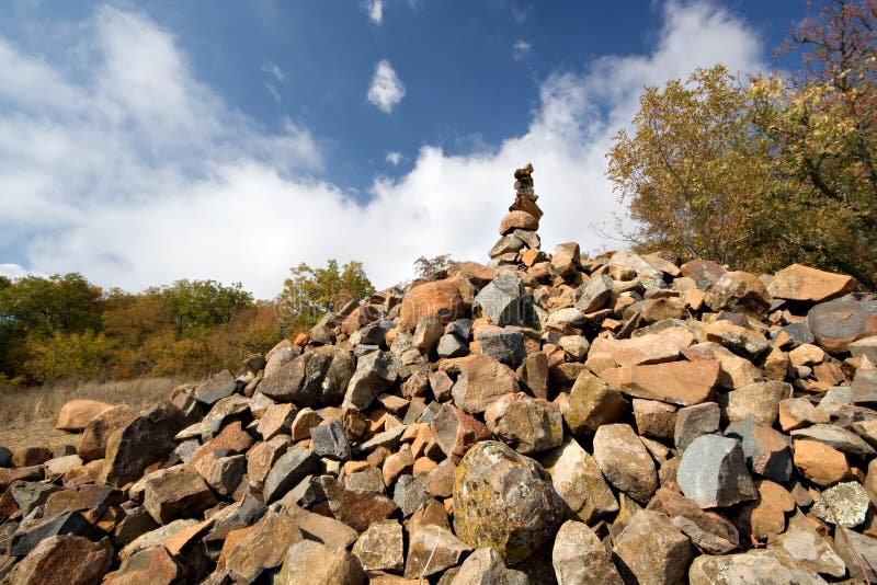 Heap (pyramid) of Stones. Crimea Mountains.Au-Dag. Stock Photo - Image ...