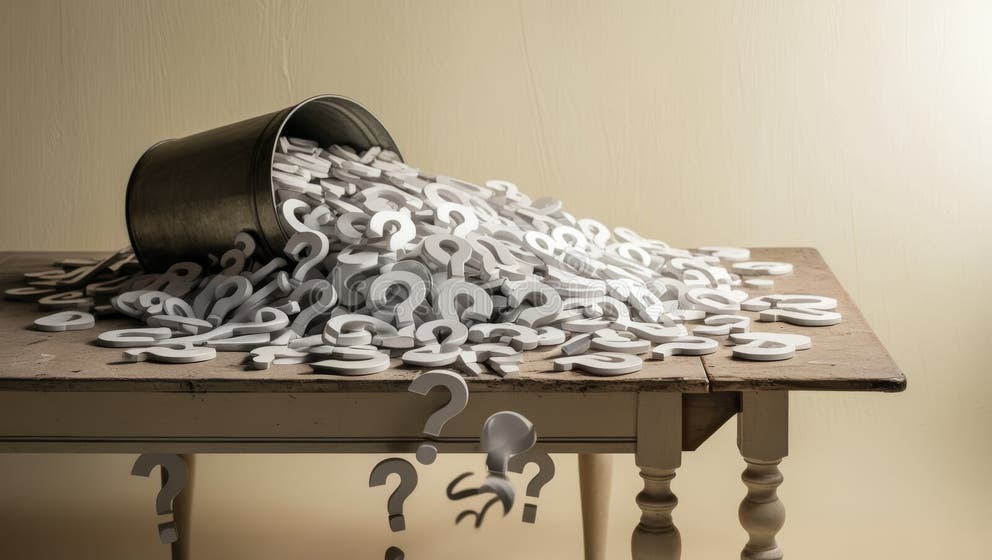 Heap of Question Marks on Table, Concept Representing Confusion ...