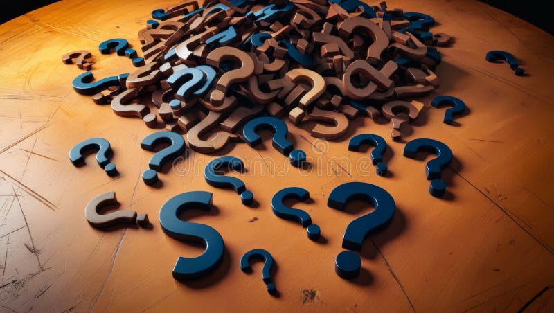 Heap of Question Marks on Table, Concept Representing Confusion ...