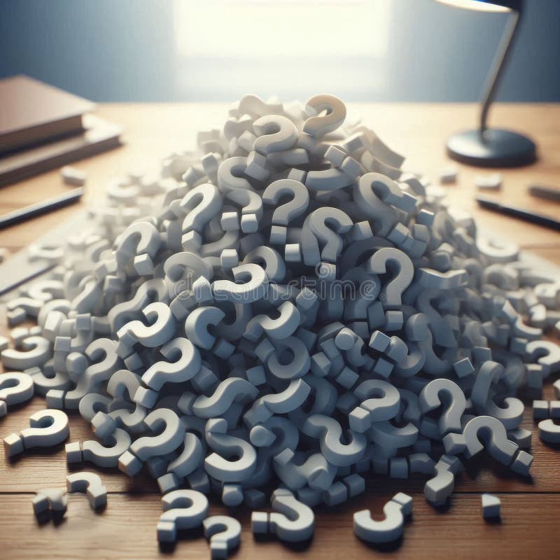 Heap of Question Marks on Table, Concept Representing Confusion ...