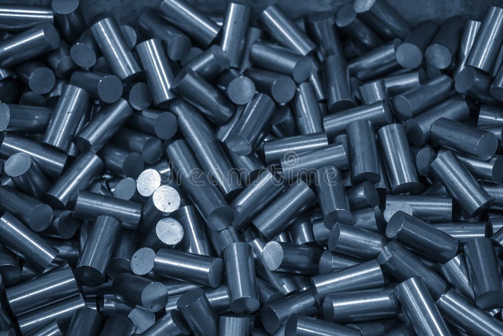 The Heap of Raw Material Rod in the Light Blue Scene. Stock Photo ...