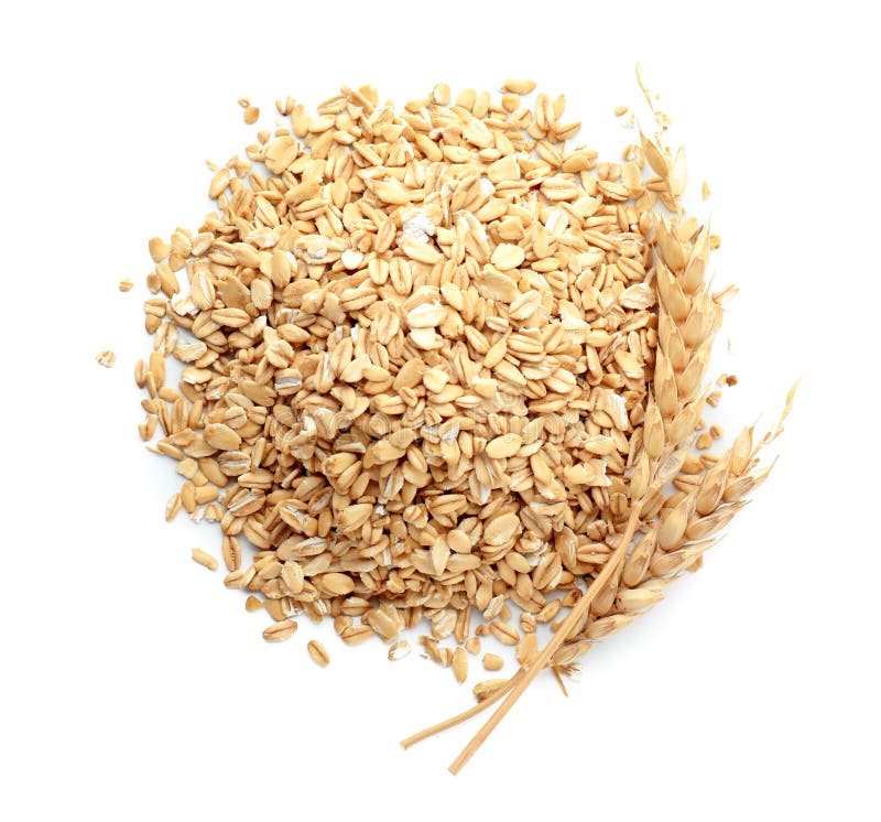 Heap of Raw Oatmeal on White Background Stock Image - Image of grain ...