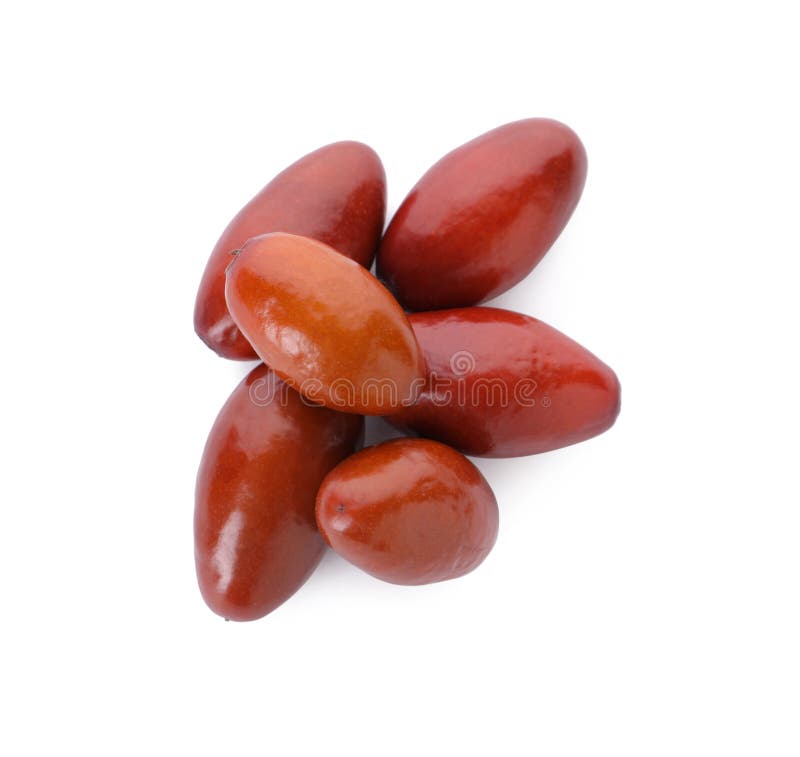 Heap of Ripe Red Dates on White Background, Top View Stock Image ...
