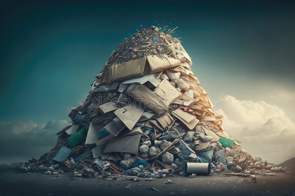 Heap of Rubbish in Form of Stack at Dump Site Overflowing Garbage Stock Illustration ...