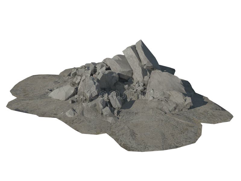 Heap of Rubble and Debris Isolated on White 3d Illustration Stock ...