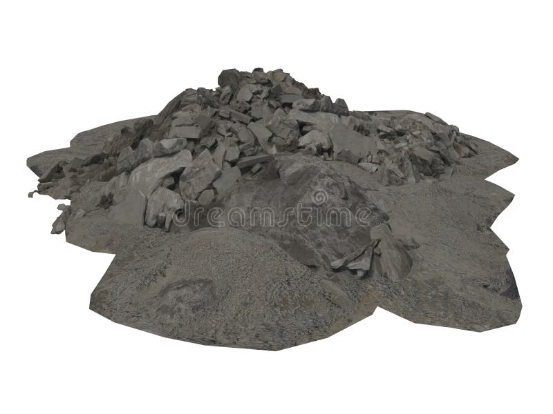 Heap of Rubble and Debris Isolated on White 3d Illustration Stock ...