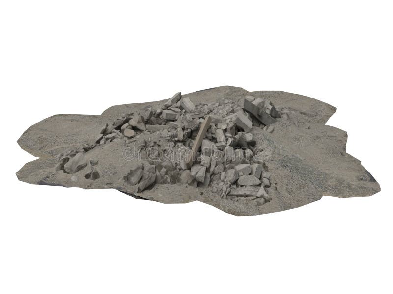 Heap of Rubble and Debris Isolated on White 3d Illustration Stock ...