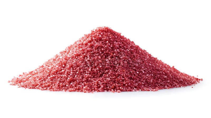 Heap of Ruby Red Sugar Crystals Isolated Against Pure White Backdrop ...