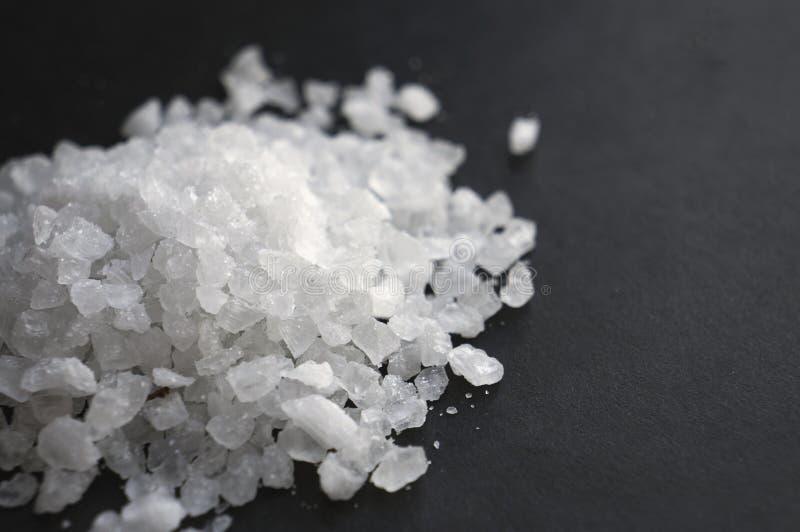 Heap of Sea Salt on Black Surface Stock Image - Image of heap, salt ...