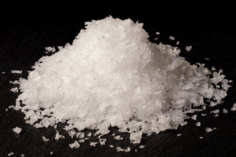 Heap of Sea Salt Flakes Isolated on Black Stock Photo - Image of dark ...