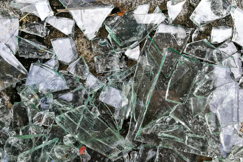 Heap of Sharp Shattered Pieces Broken Glass on Ground Stock Image ...