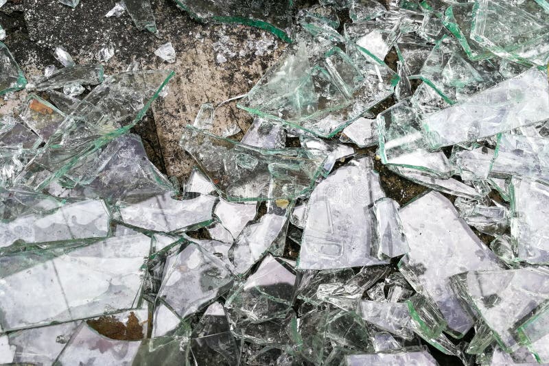 Heap of Sharp Shattered Pieces Broken Glass on Ground Stock Photo ...