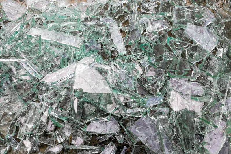 Heap of Sharp Shattered Pieces Broken Glass on Ground Stock Photo ...