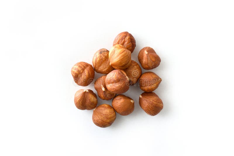 Heap of Shelled Hazelnuts Isolated on White Table Stock Photo - Image ...