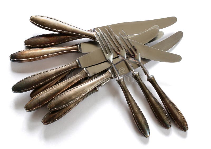 Heap of Silverware on White Background Stock Photo - Image of ...