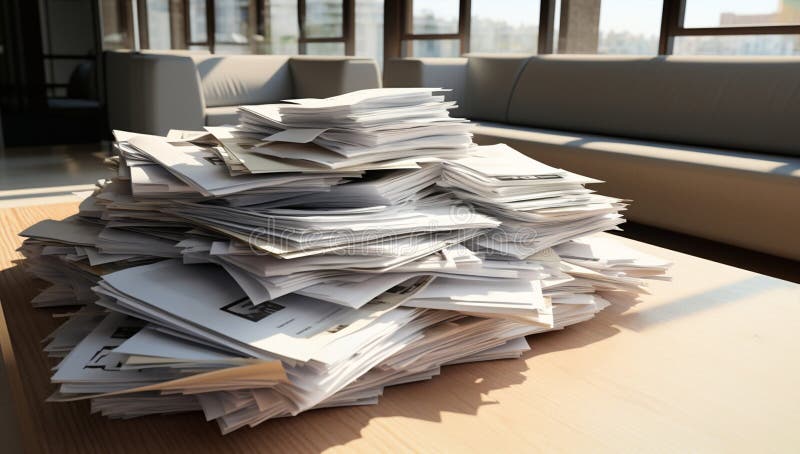 Heap Stacked Office Papers Piled Paperwork Stock Photo - Image of order ...