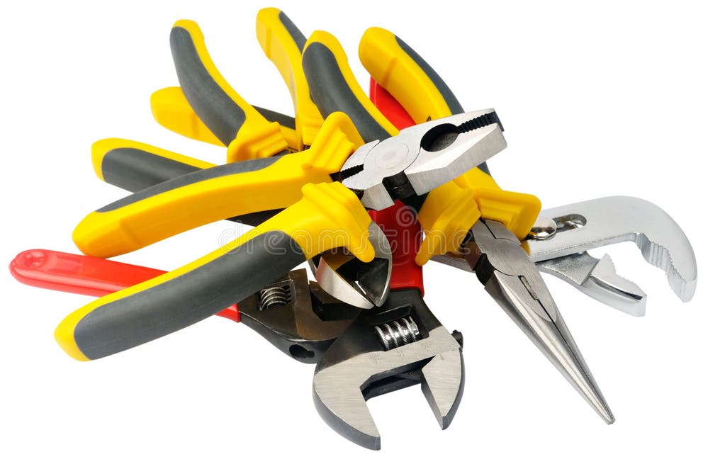 Heap of Steel Tools Isolated on White Stock Photo - Image of wire ...