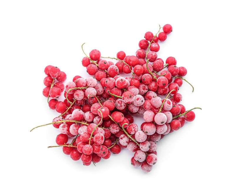 Heap of Tasty Frozen Red Currants on White Background, Top View Stock ...